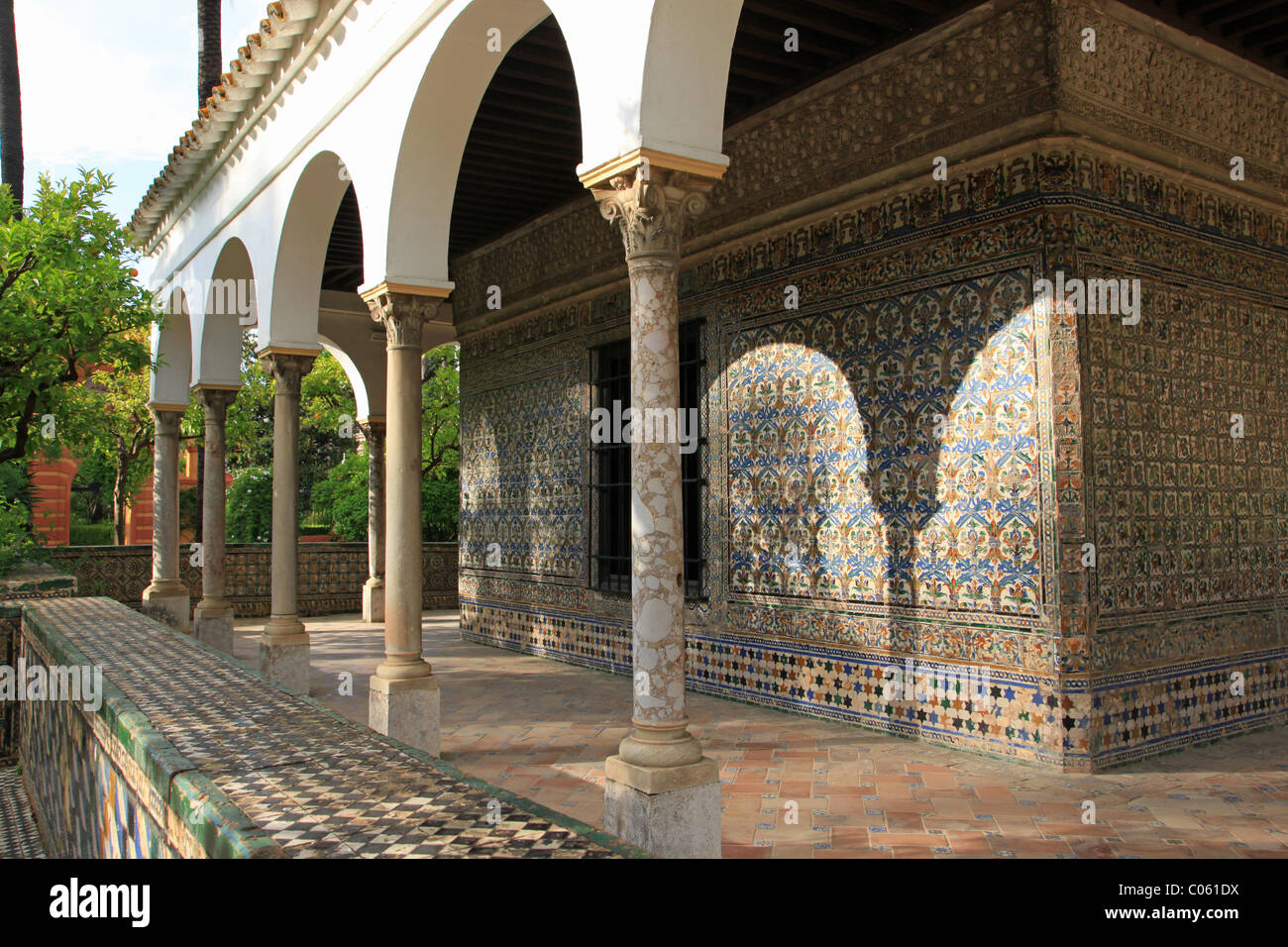 Pavilion in Gardens of the Alcazar, Seville Spain Stock Photo - Alamy