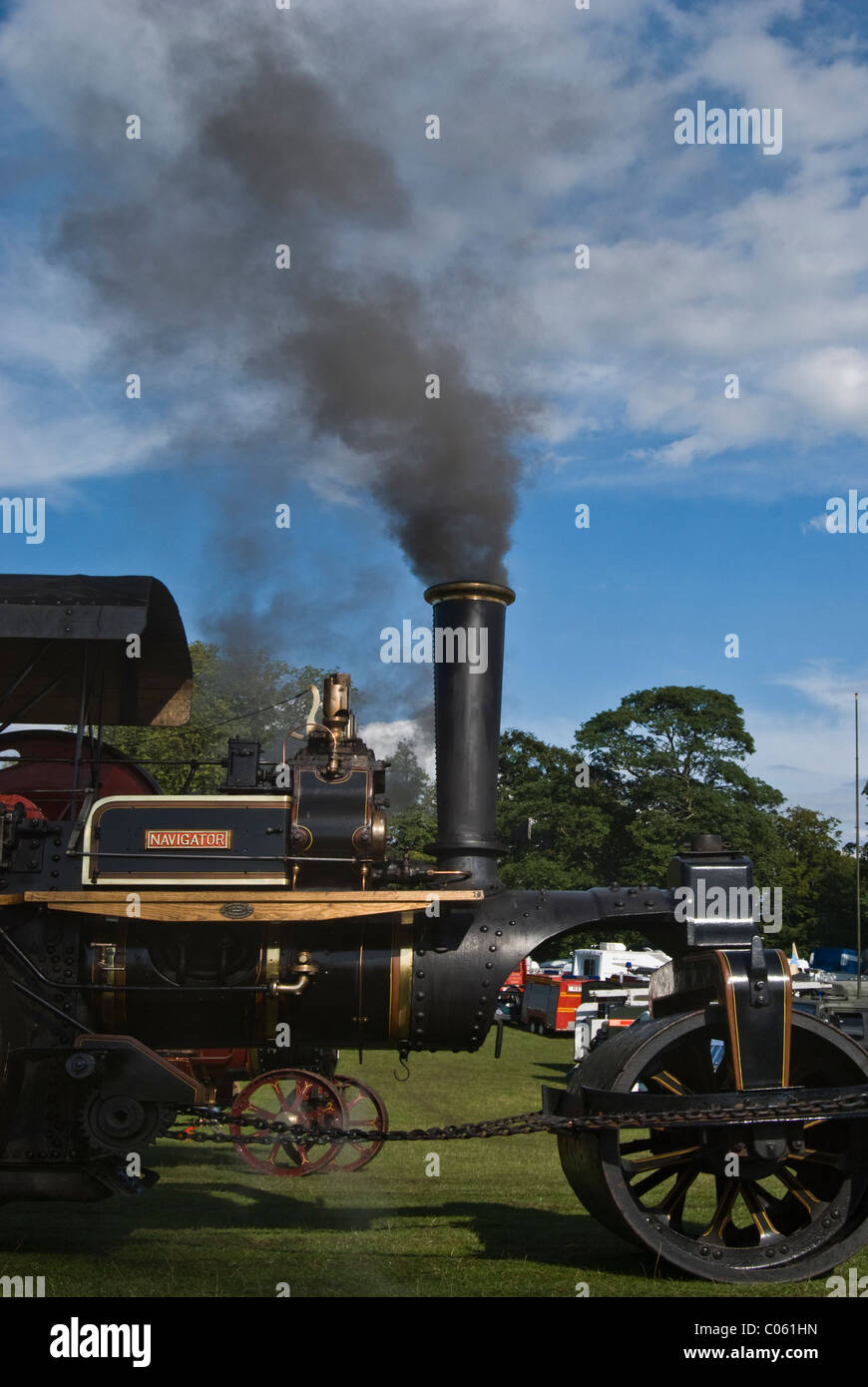 vintage steam roller at traction engine at the astle park show ground ...