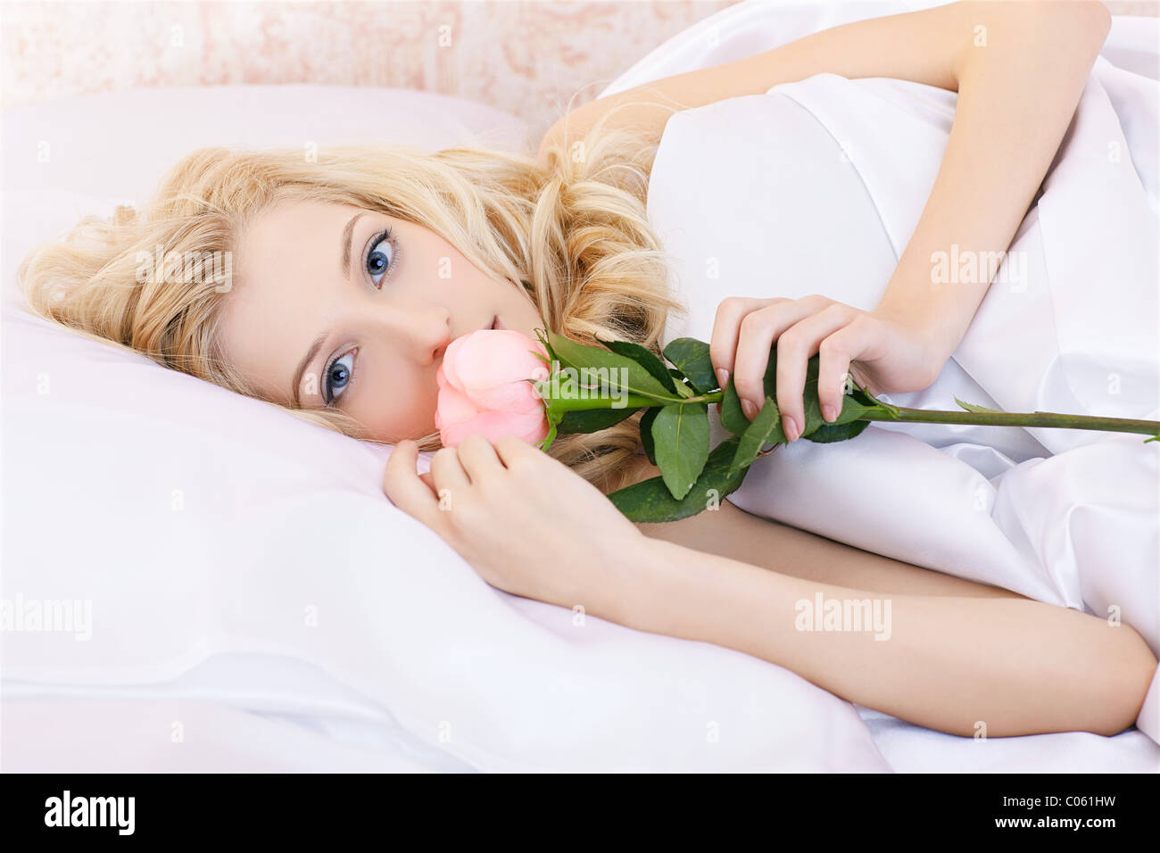 beautiful girl with rose Stock Photo - Alamy