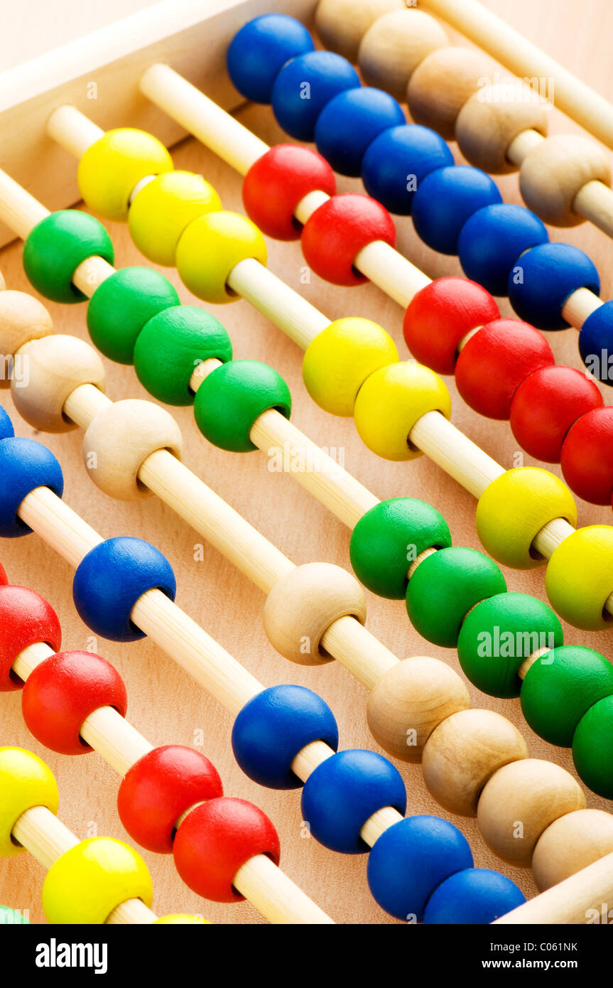 Education concept - Abacus with many colorful beads Stock Photo - Alamy