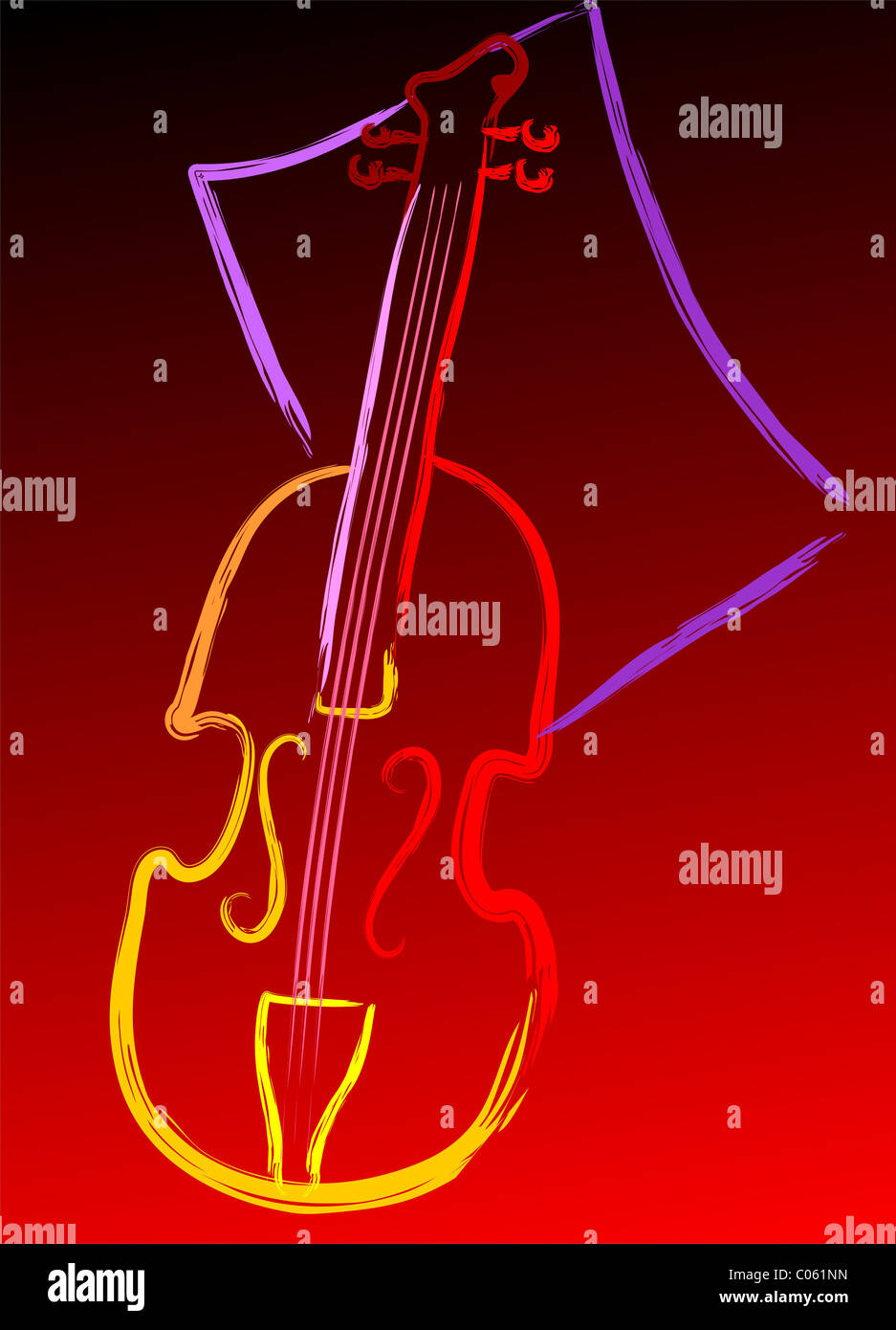 Digital painting of violin in colour background. The artist is feeling ...