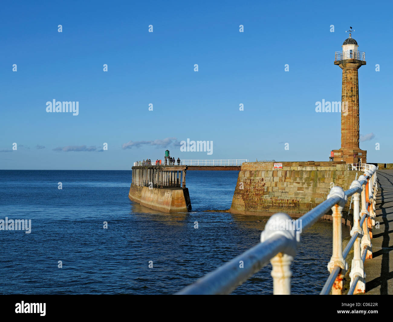 Whitby west pier lighthouses hi-res stock photography and images - Alamy