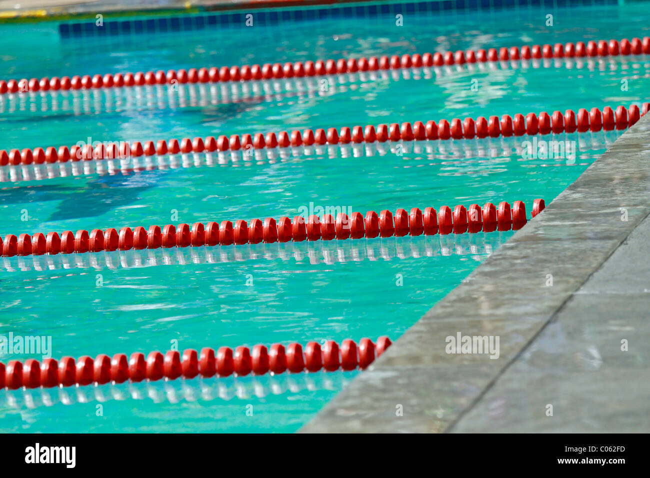 Orange lane markers across a swimming pool Stock Photo - Alamy