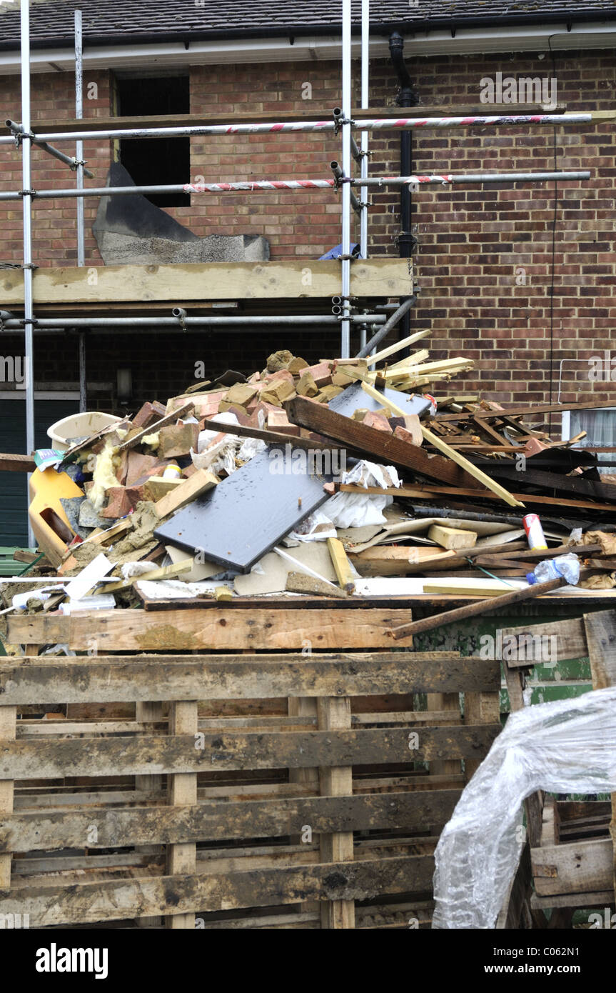 Debris and rubbish from an house extension build Stock Photo - Alamy