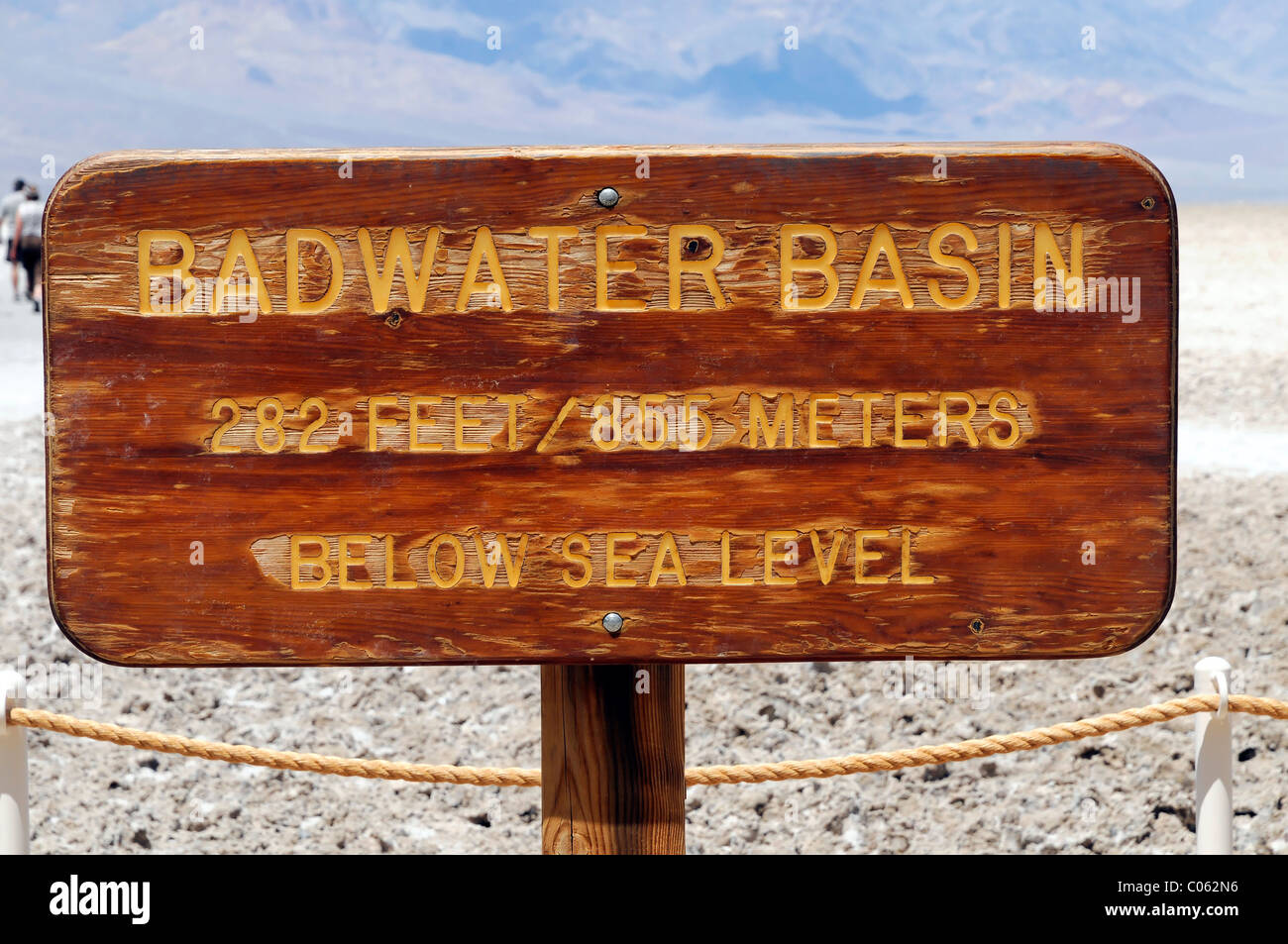 Death Valley Badwater Sign Basin National Park High Resolution Stock ...
