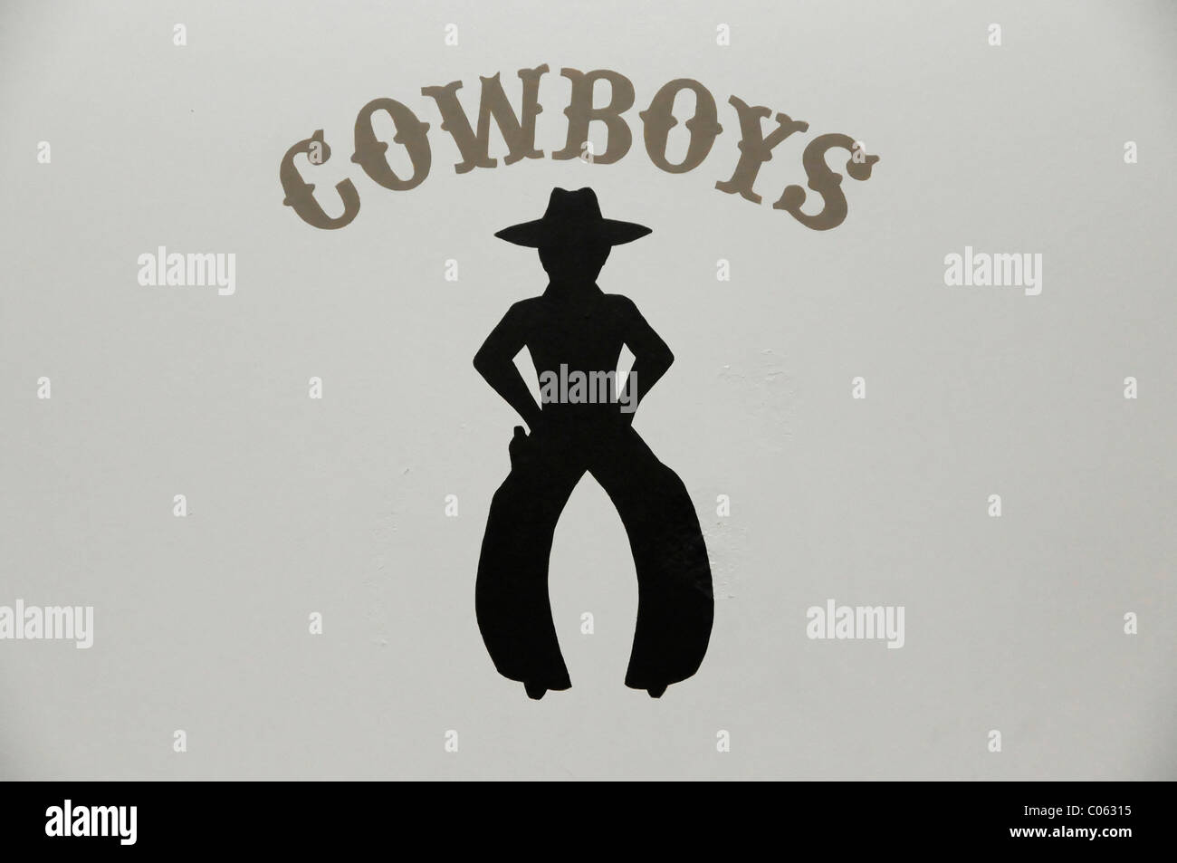 Cowboys, sign at the lavatory, visitor center, Grand Canyon, Arizona ...