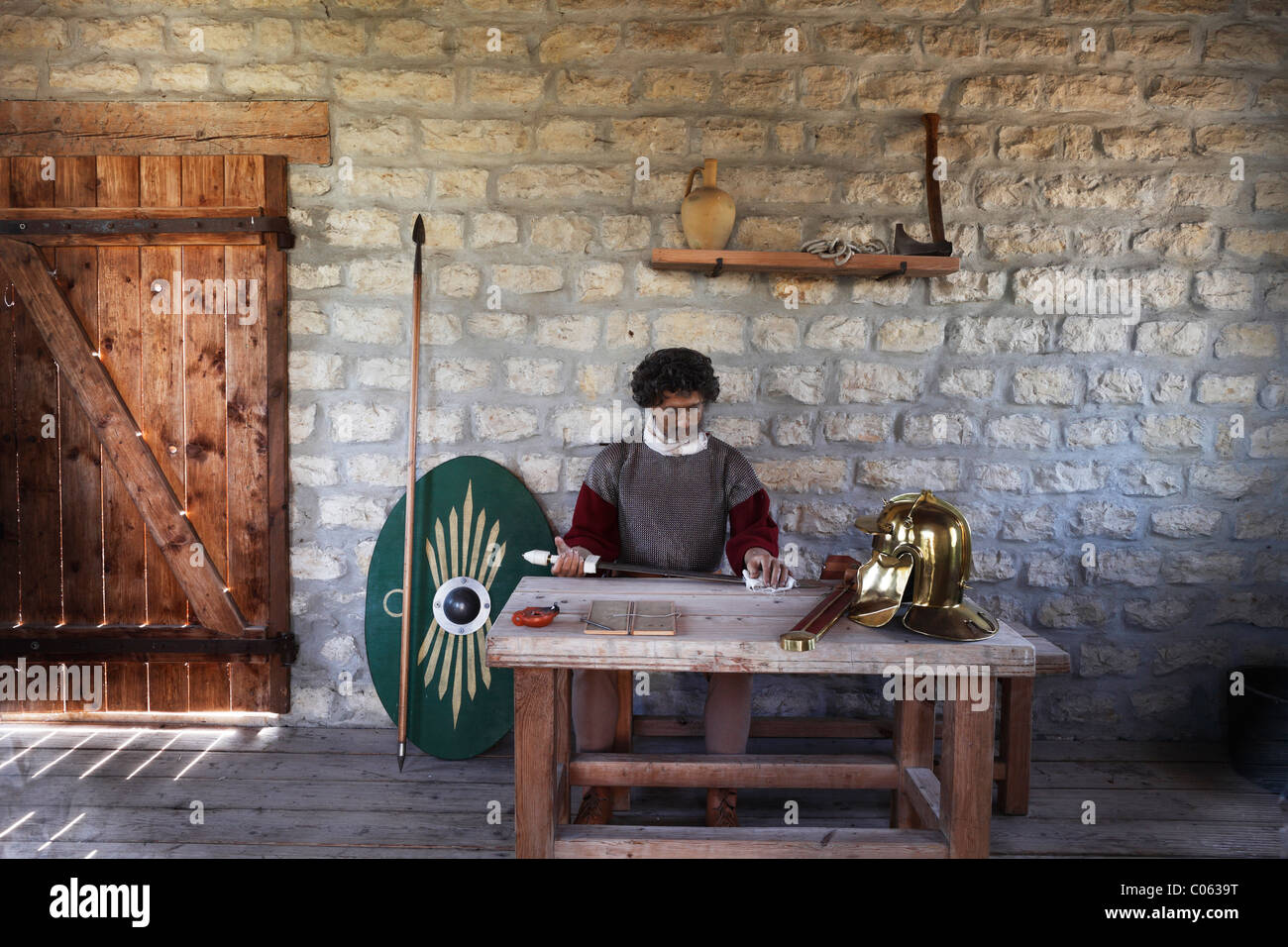Reconstruction of a guardroom, the Roman fort Kastell Vetoniana in ...