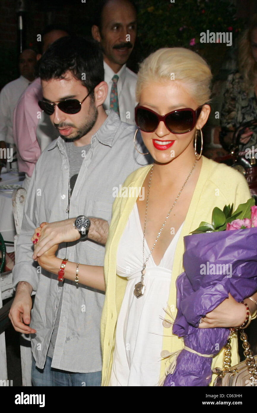 Christina Aguilera and her husband Jordan Bratman leaving the Ivy ...