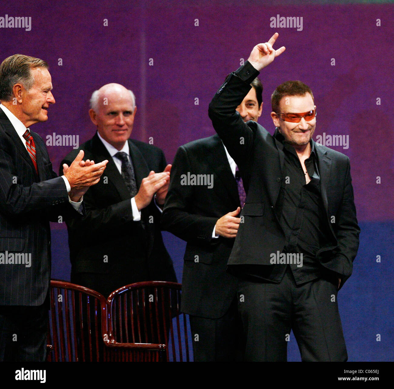 George Bush Snr, Bono Bono is presented the Liberty Medal for his work ...
