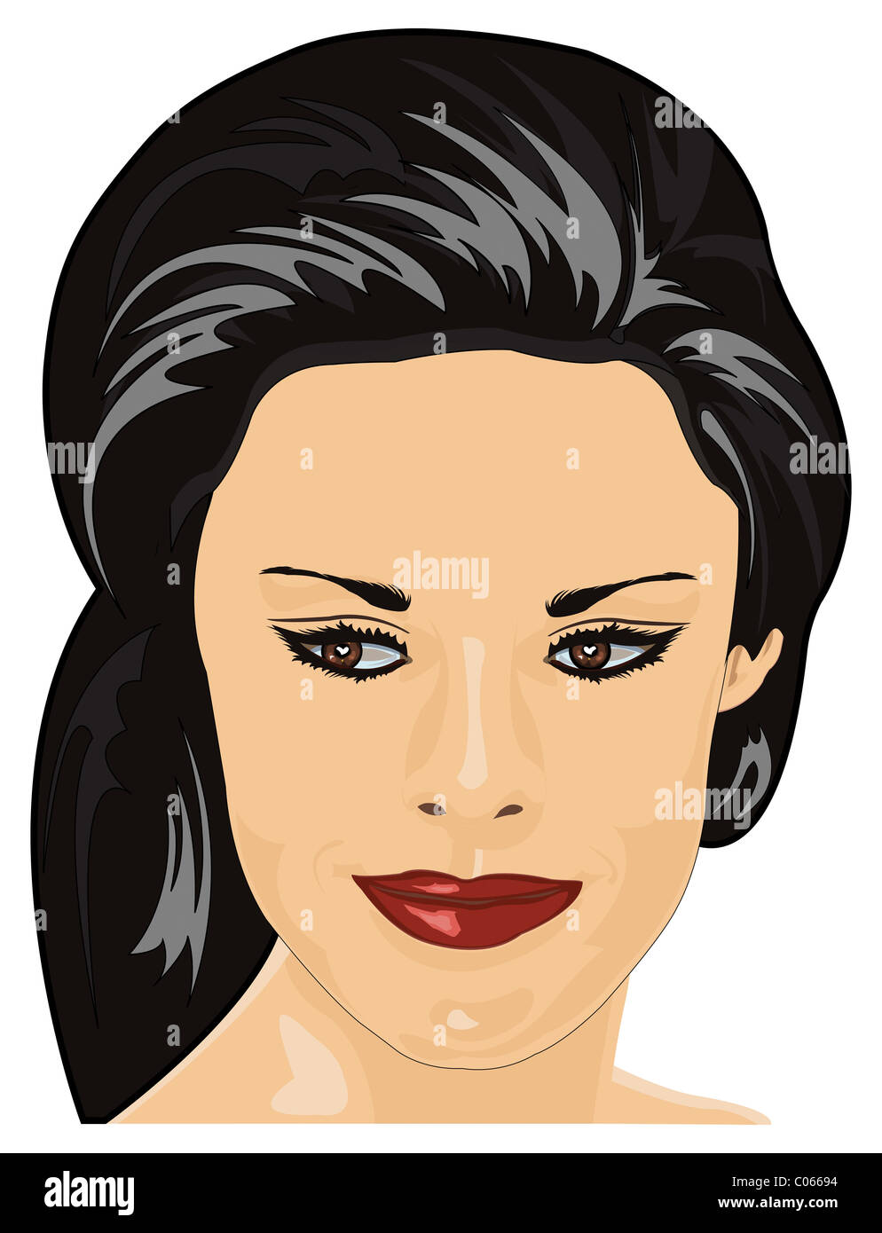 Illustrator vector beautiful fashion model attractive face female Cut ...