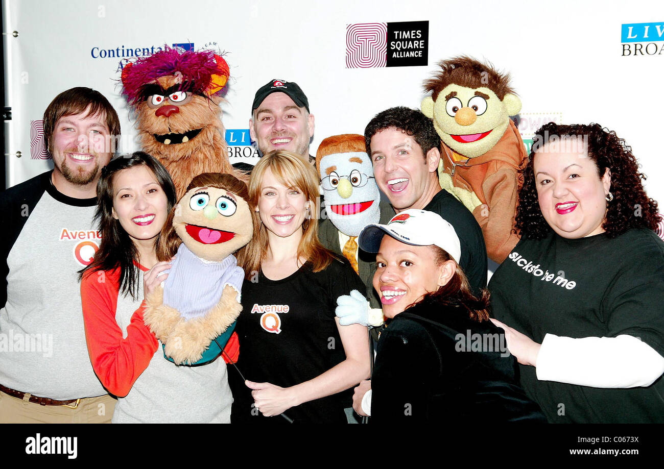 Avenue Q cast members: Evan Harrington, Ann Sanders, David Benoit, Mary ...