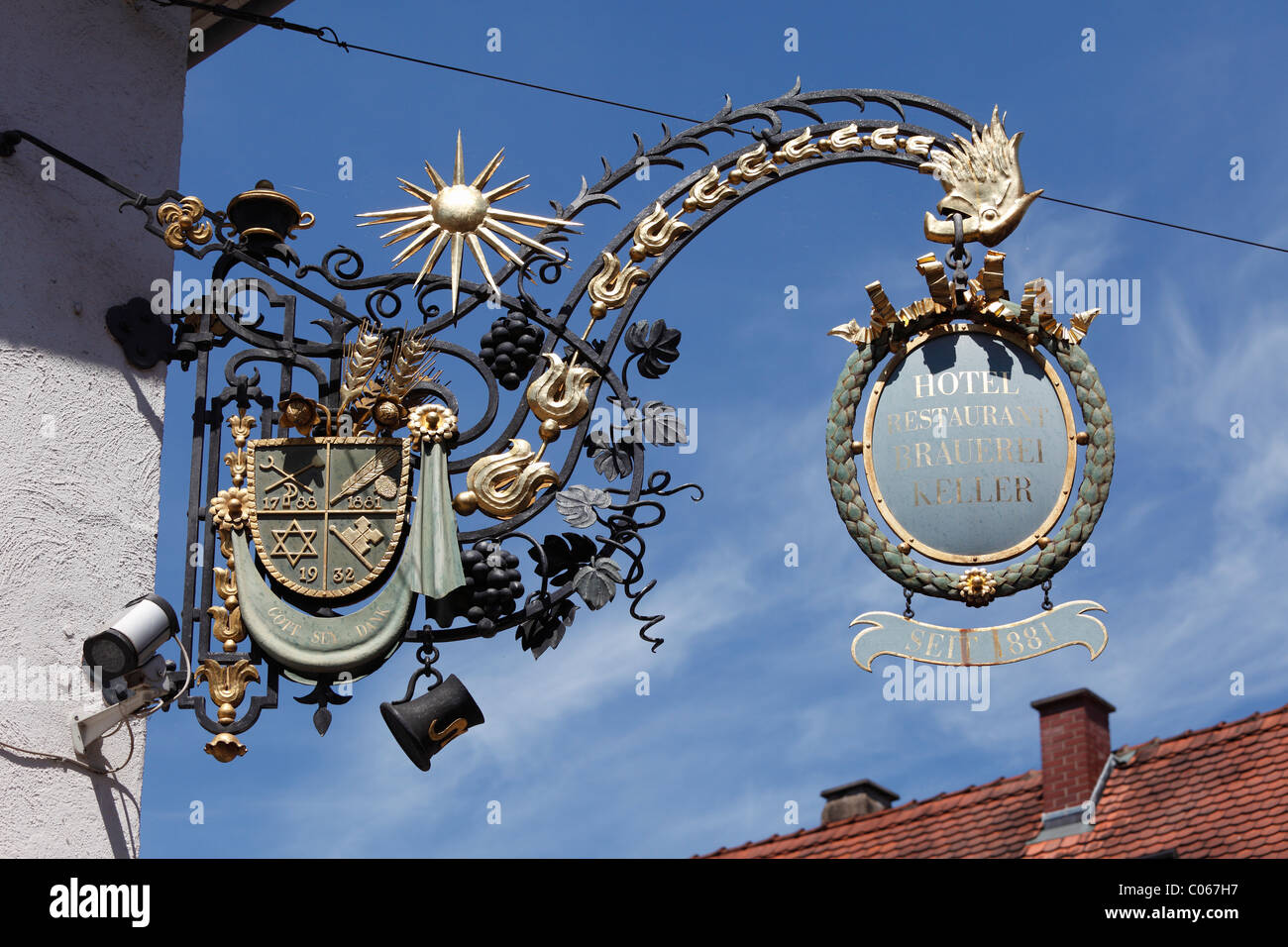 Guild sign, Hotel Restaurant Brauerei Keller, Miltonberg, Mainfranken ...