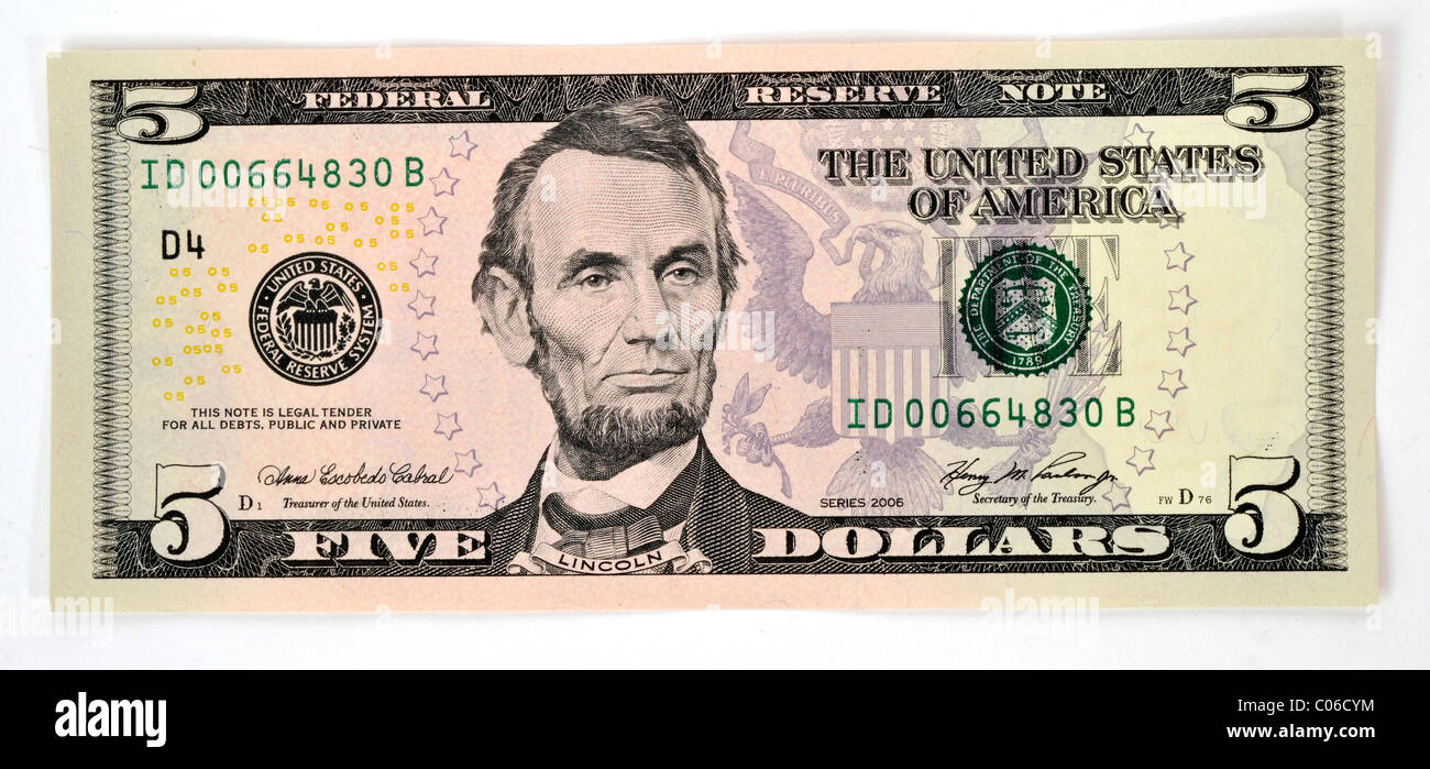 5 dollars u s cut outs hi-res stock photography and images - Alamy