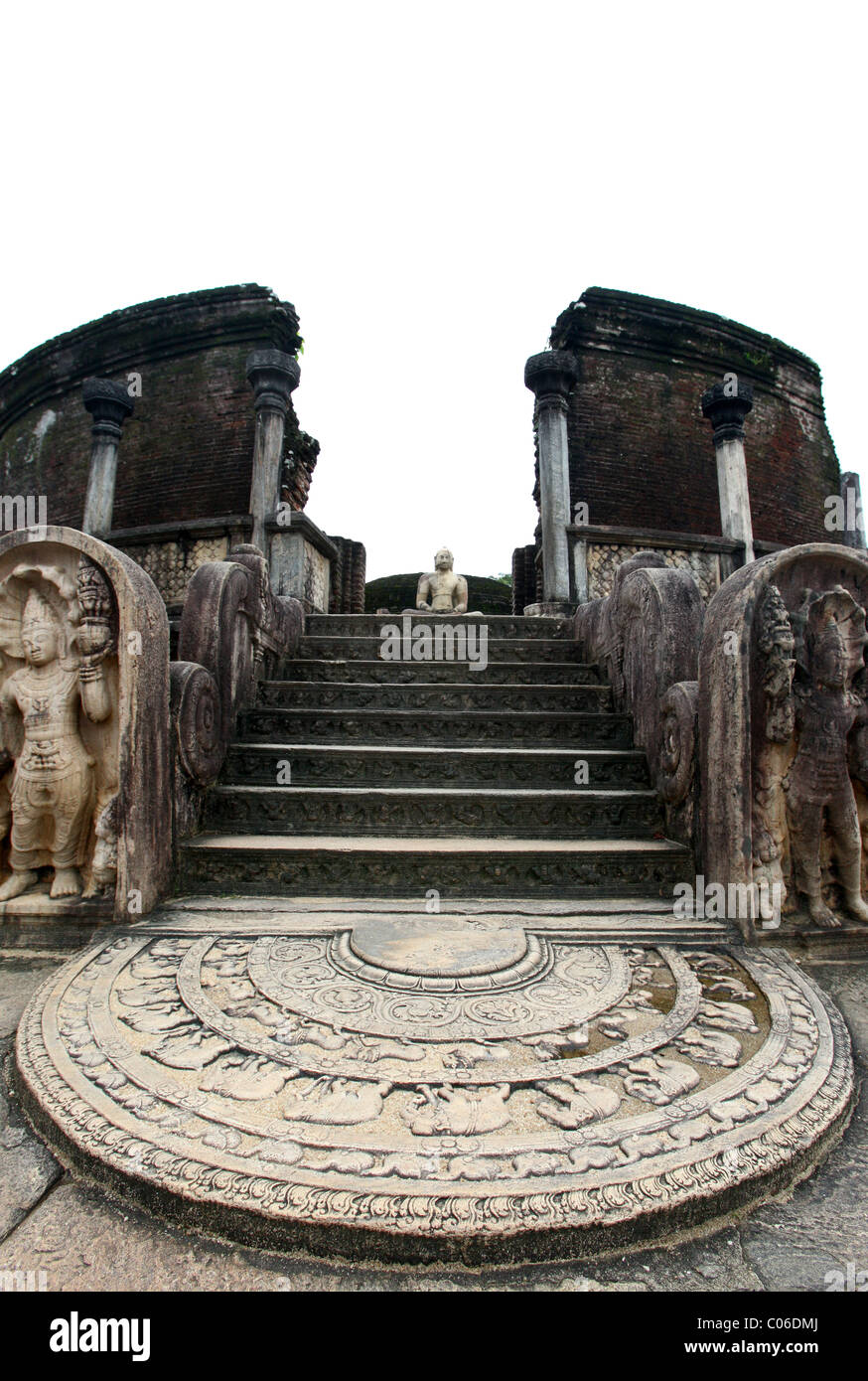Moonstone at the entrance to the Vatadage at Polonnaruwa Quadrangle ...
