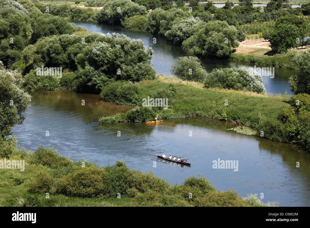 Rowers, Old Main River near Volkach, Mainschleife, loop in the Main ...