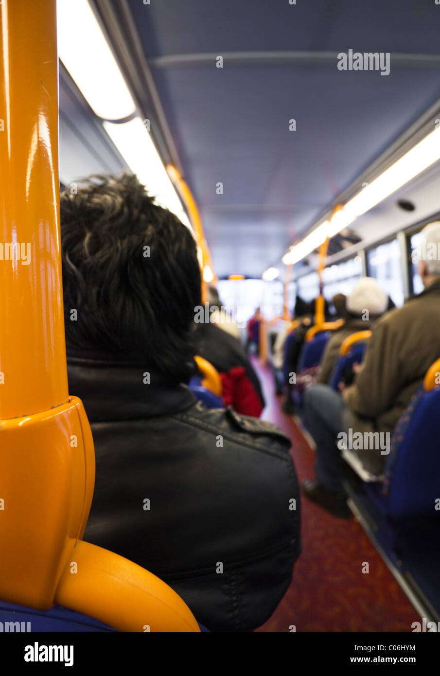 Inside of double-decker bus in London Stock Photo - Alamy