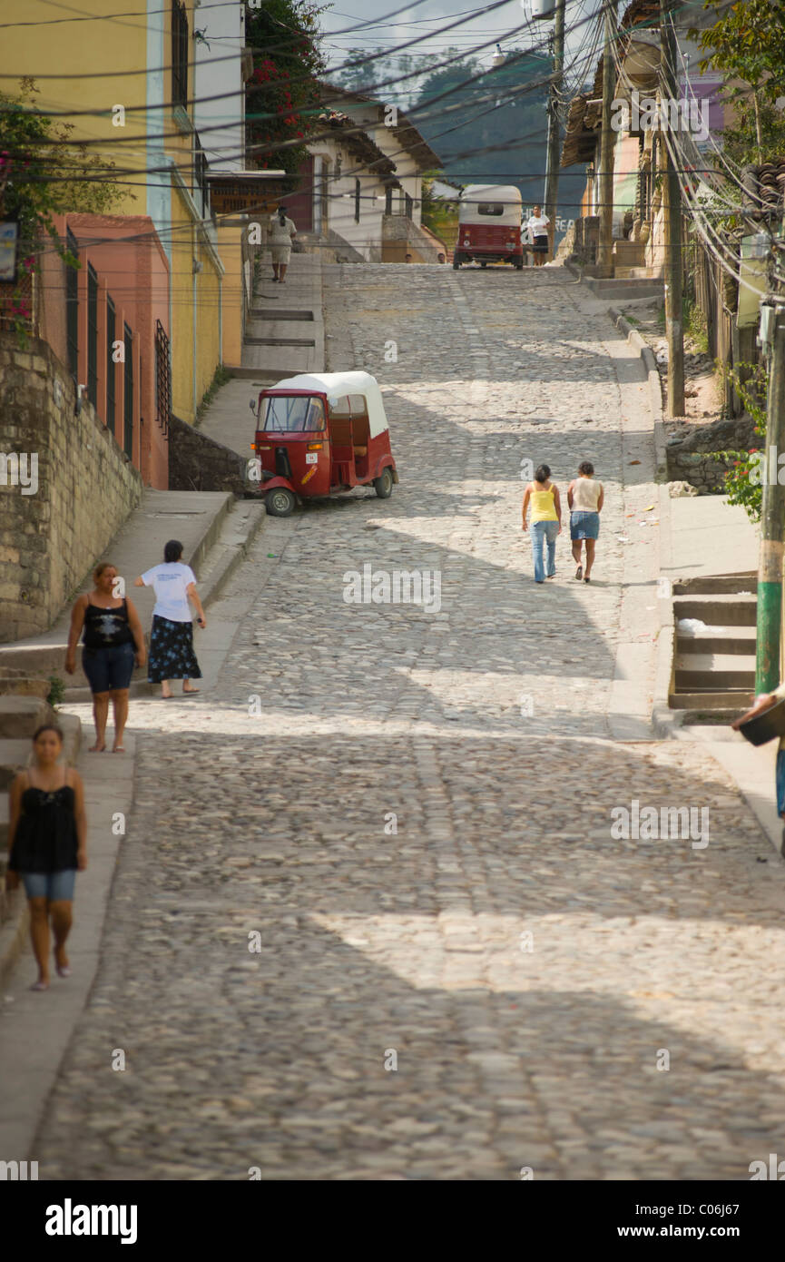 General street view in Copan Ruinas, Honduras, Central America Stock ...