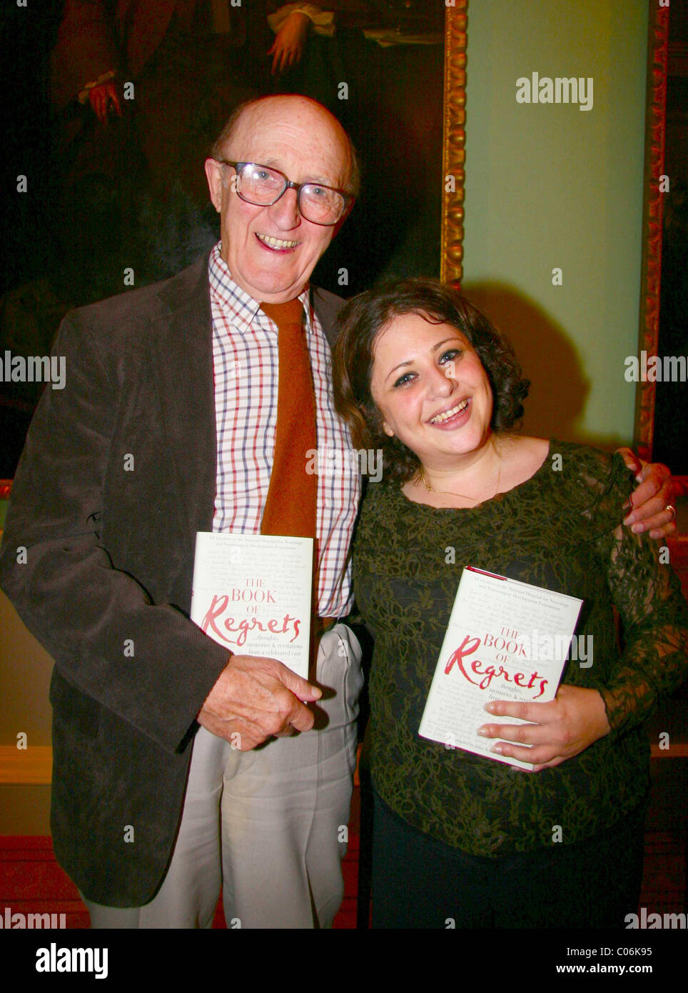 Juliet Solomon and Guest at the book launch party of 'The Book of Regrets' compiled by Juliet ...