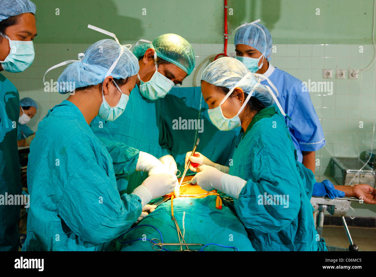 Surgery in progress, hospital, Balinge, Batak region, Sumatra island ...
