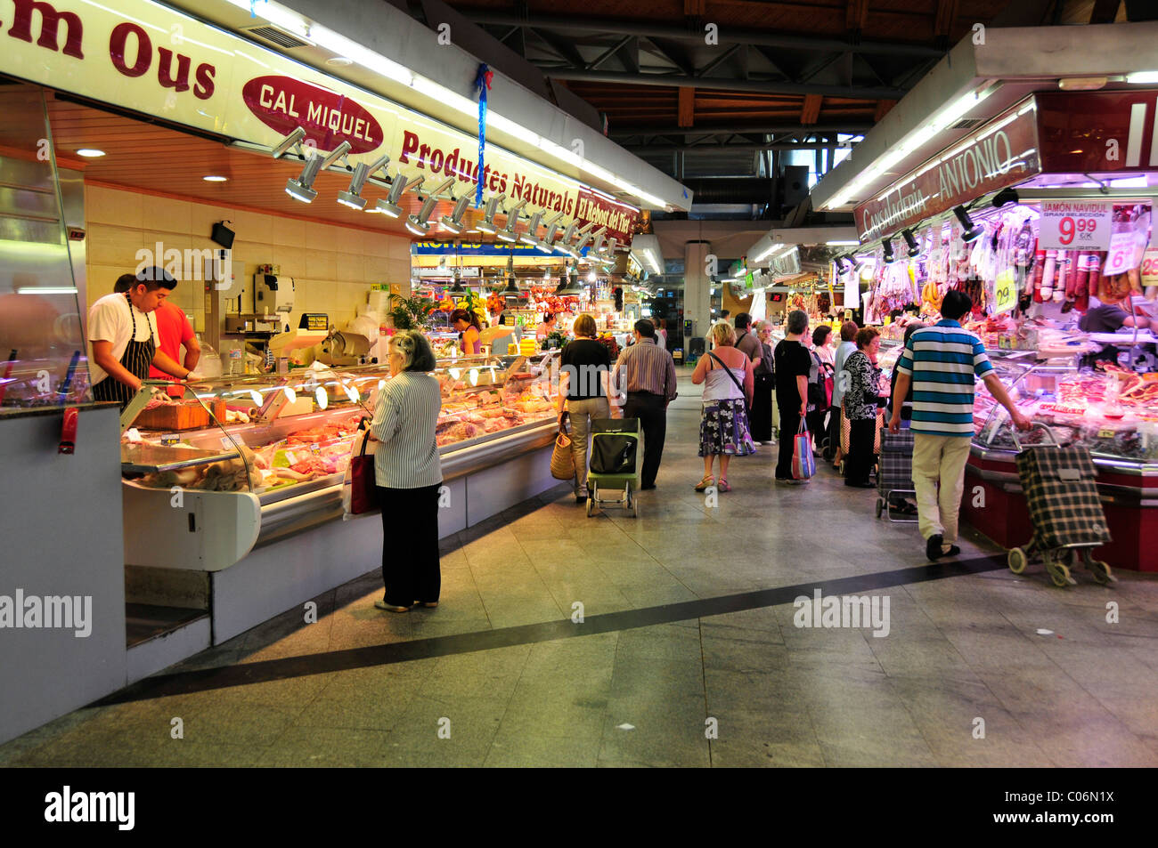 Stall in the Mercat de Santa Caterina Market, Barcelona, Spain, Iberian ...