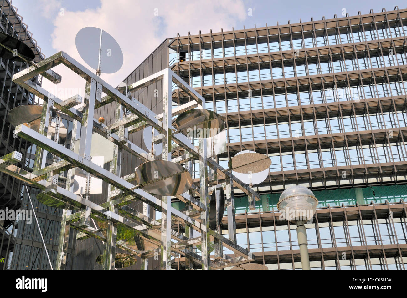 Chronos 10B sculpture, by Nicolas Schoeffer, 1980, in front of the ...
