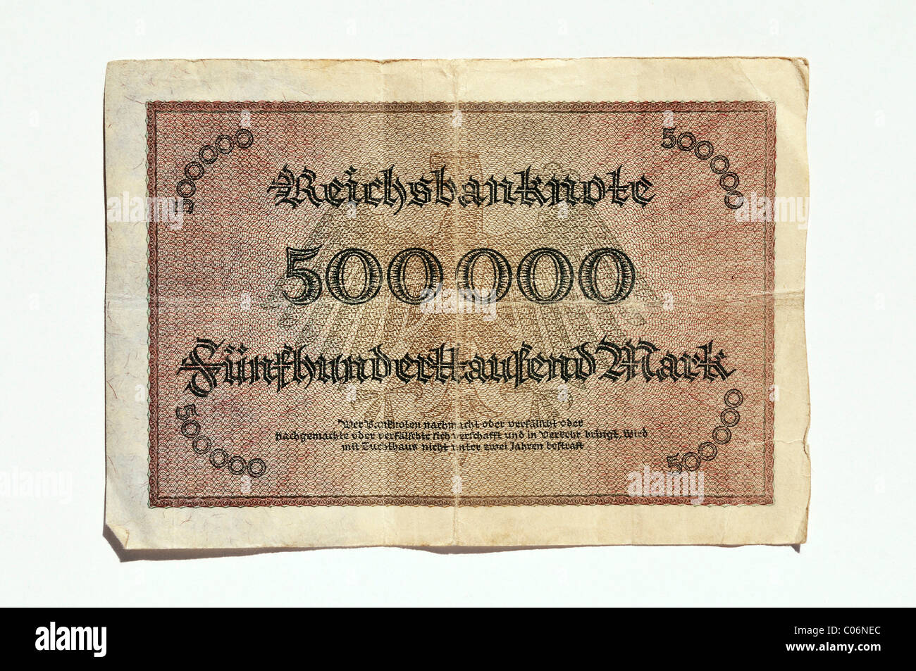 Five hundred thousand Reichsmark banknote, 1923, Germany, Europe Stock ...