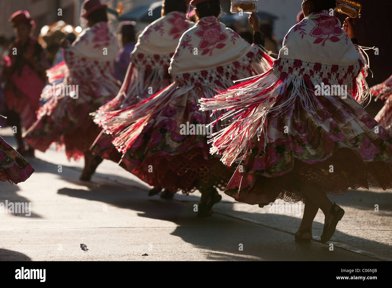 Dancers during celebrations on the streets of Puno during Puno week ...