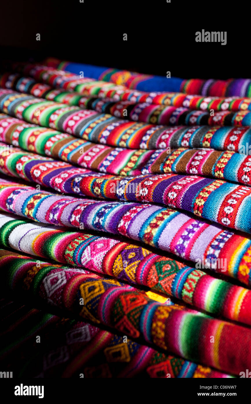 Traditional colorful Peruvian Andean textiles Stock Photo - Alamy