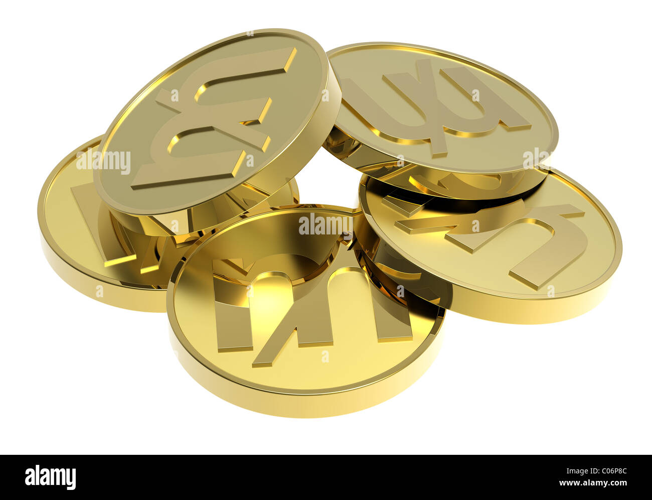 Gold mill coins isolated on a white background Stock Photo - Alamy