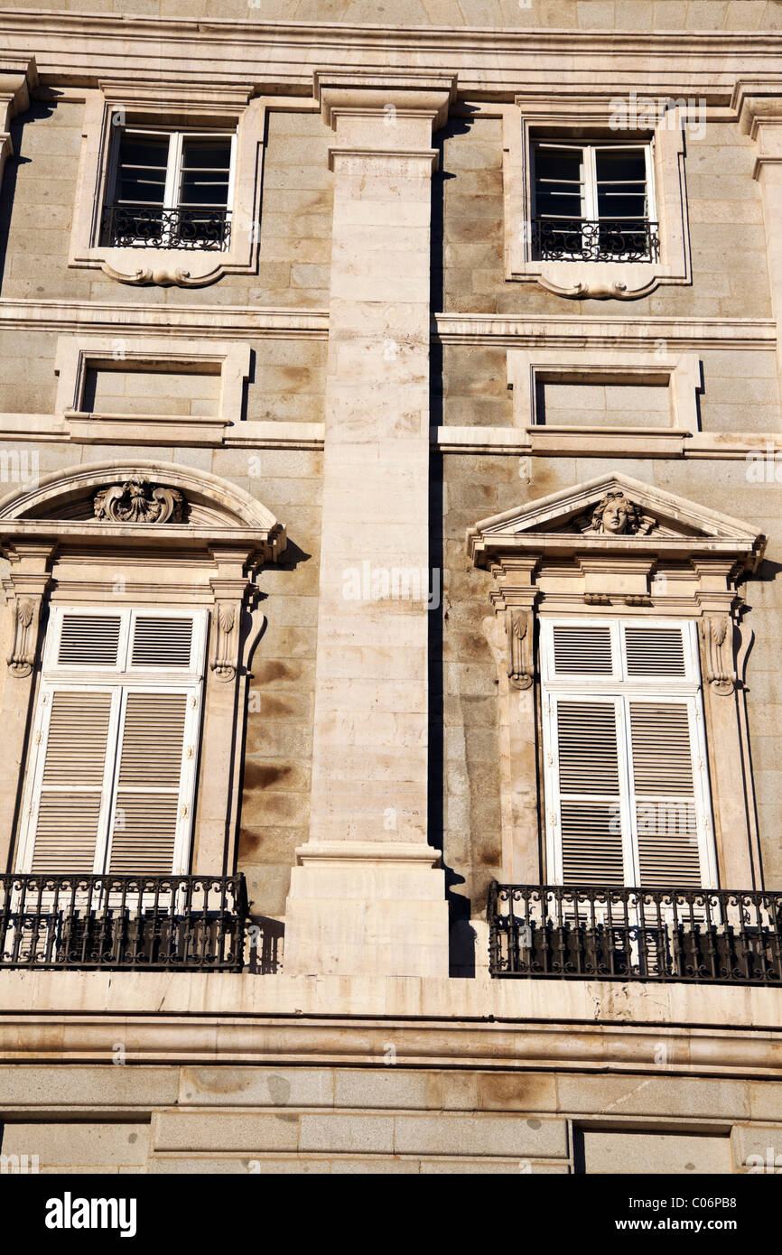 Windows of Palacio Real in Madrid Stock Photo - Alamy