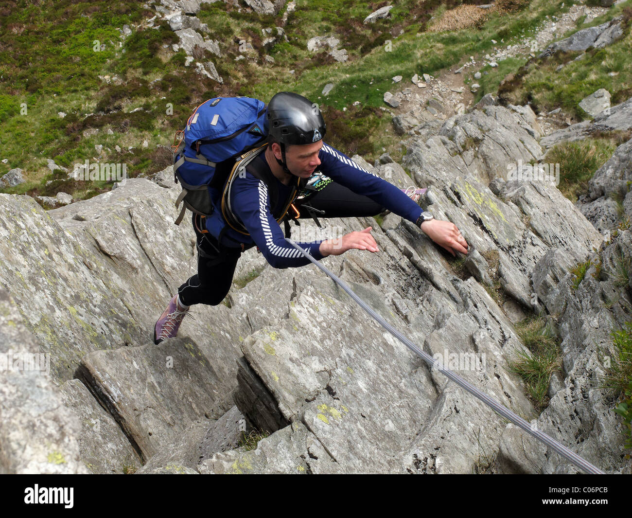 A rock climber on grooved arete hi-res stock photography and images - Alamy