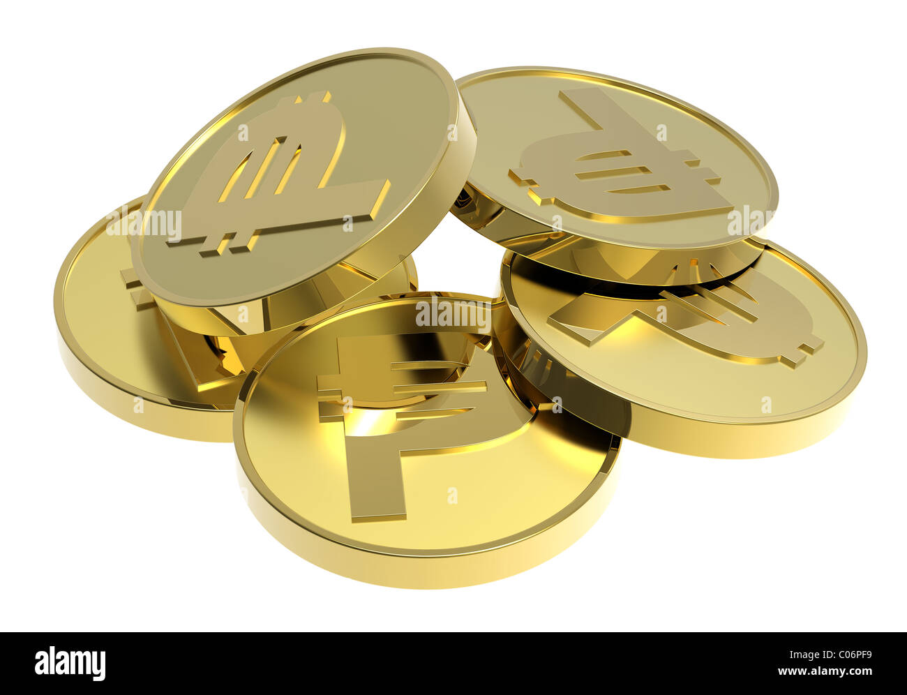 Gold peso coins isolated on a white background Stock Photo - Alamy