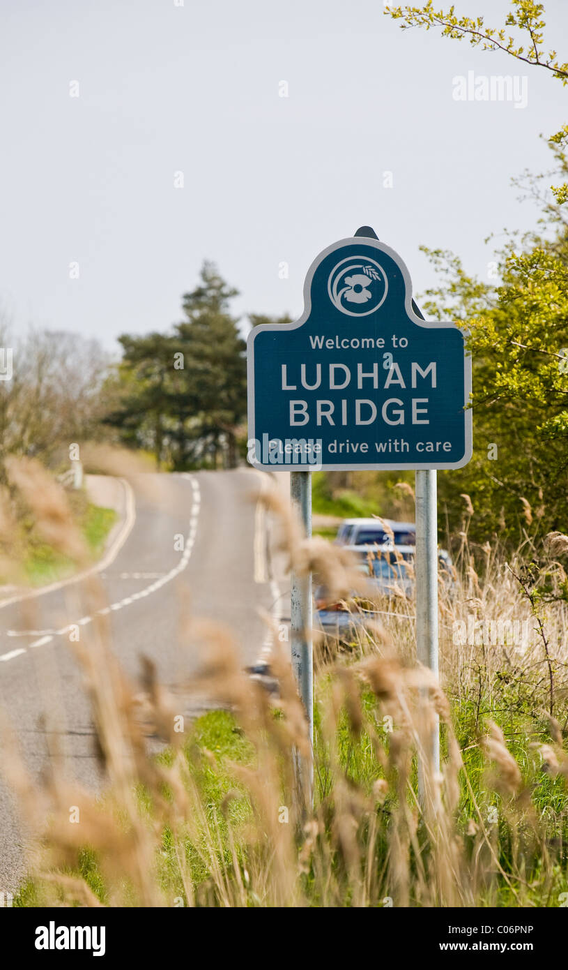 Ludham Bridge road sign Stock Photo - Alamy