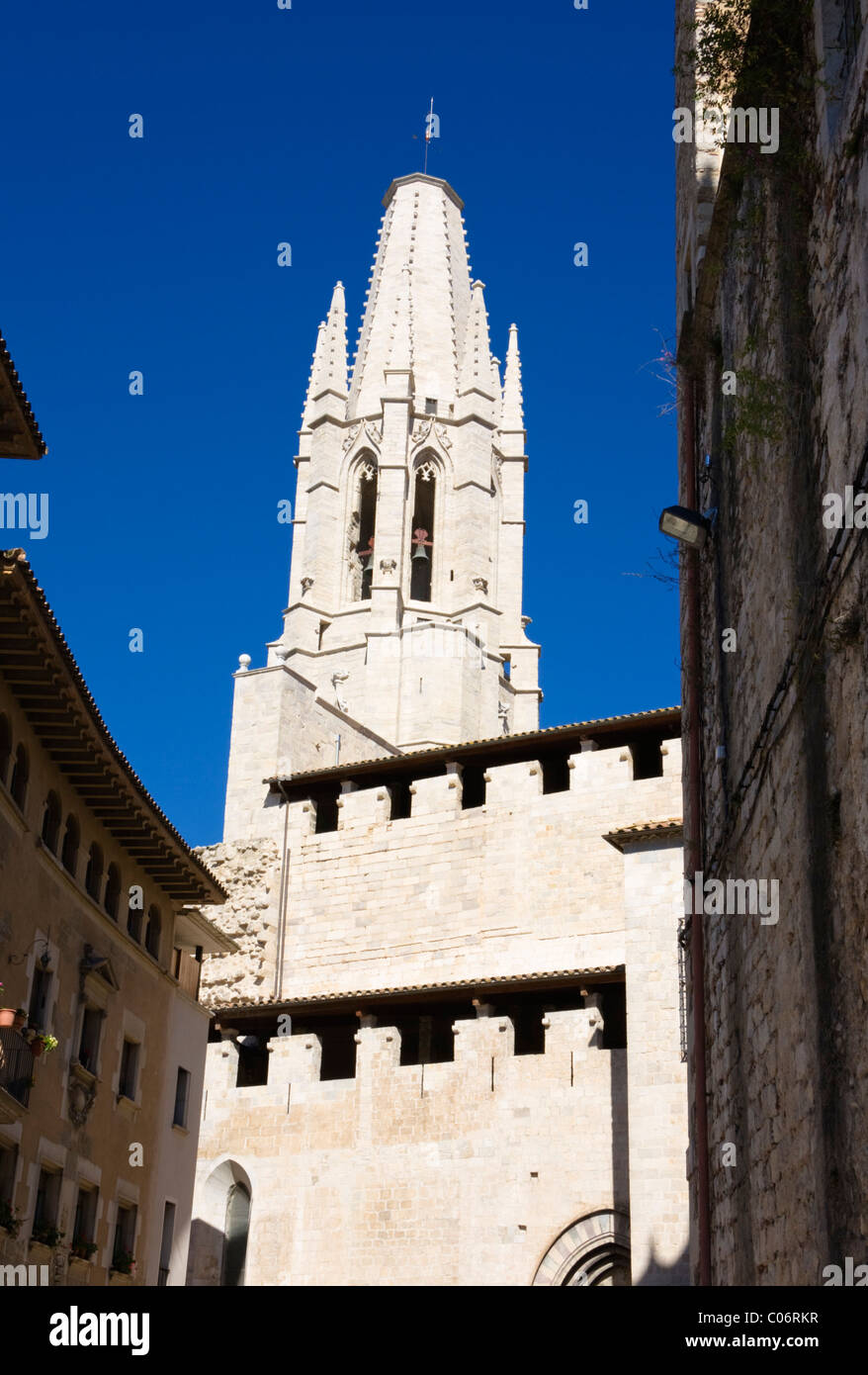 Bell tower, Eglesia de Saint Feliu de Guixols from Pujada de Saint ...