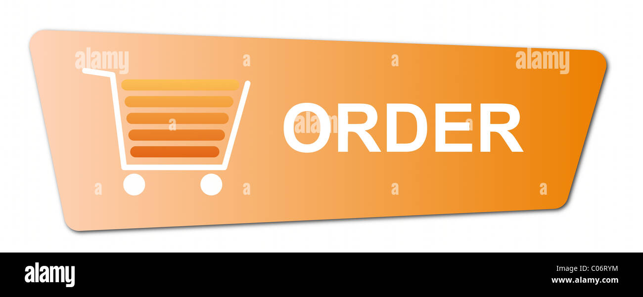 Orange order button Stock Photo - Alamy