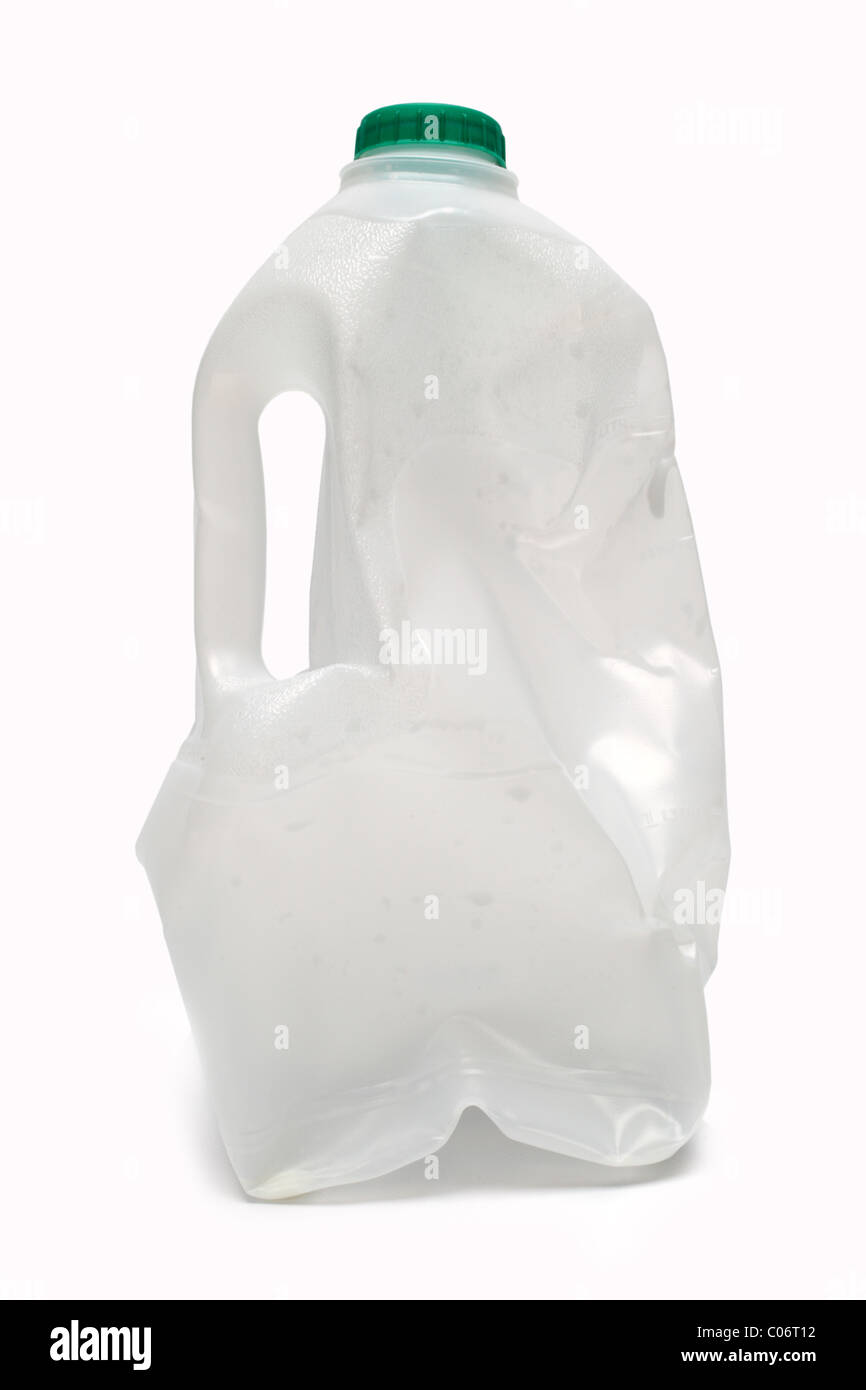 milk bottle squashed Stock Photo - Alamy