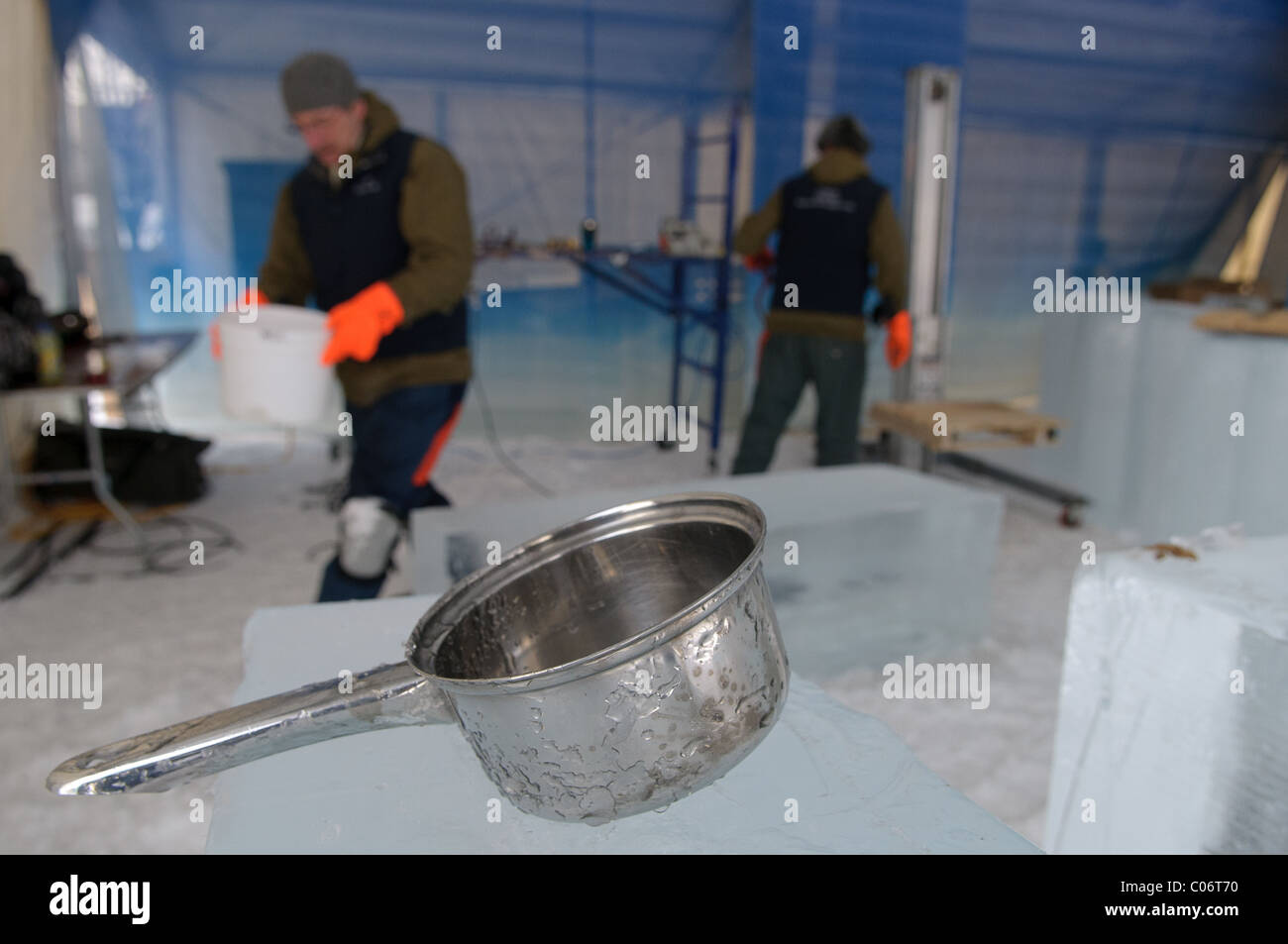 Teams of professional ice carvers work together to build massive ice ...