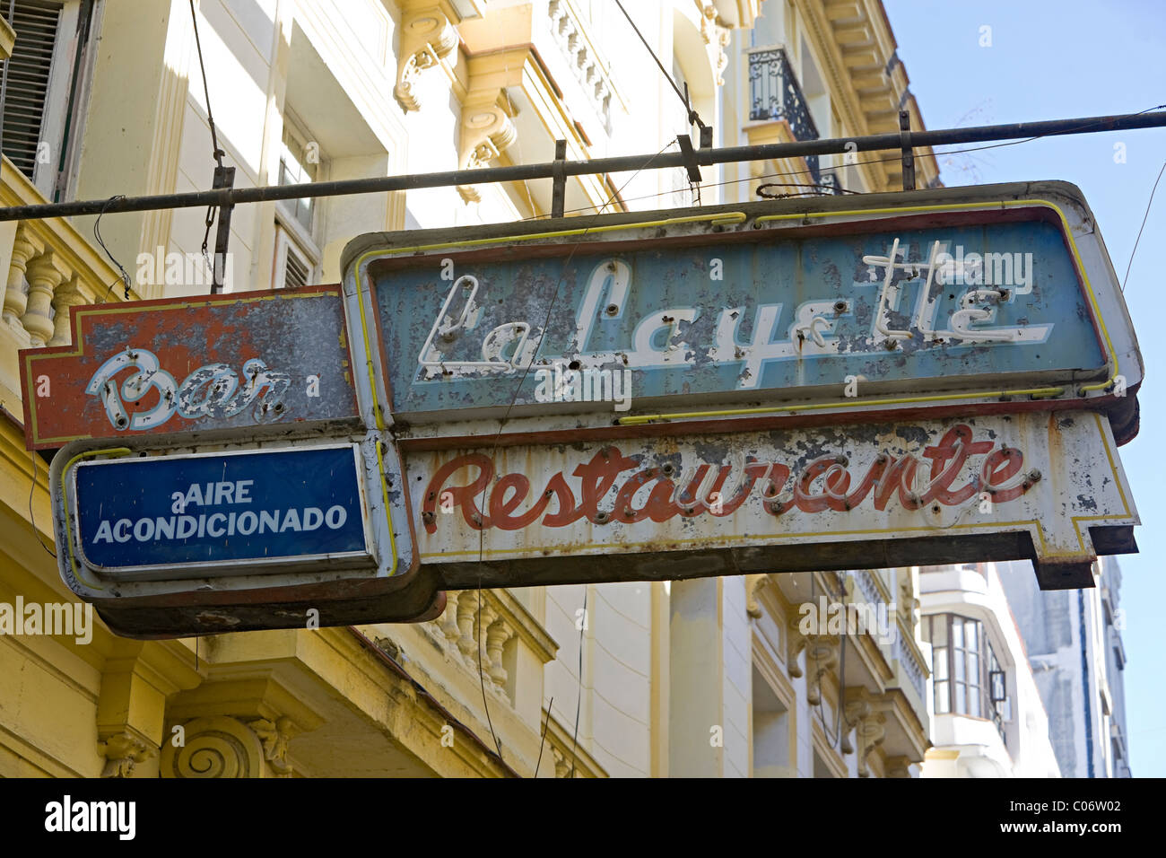 Old Bar and restaurant signs Havana Cuba Stock Photo - Alamy