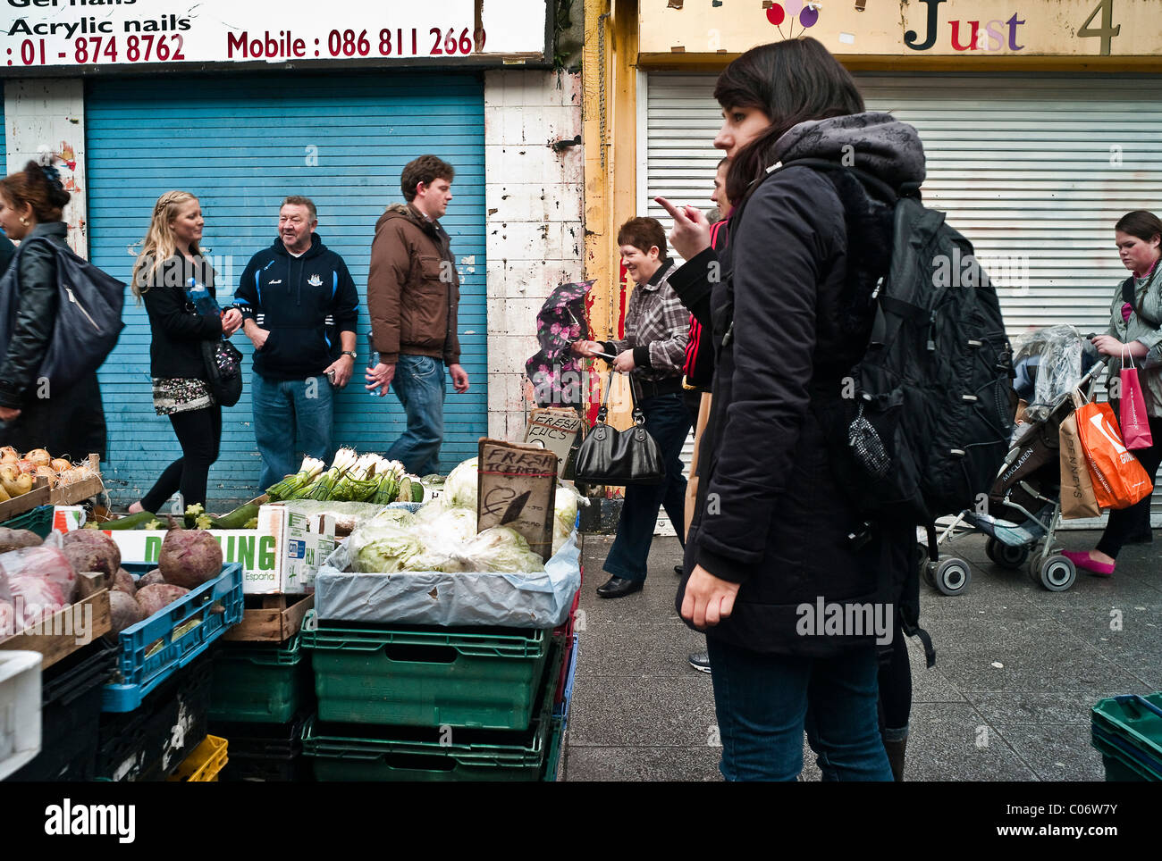 Outdoor vegetable market on Moore street in Dublin Ireland Stock Photo ...