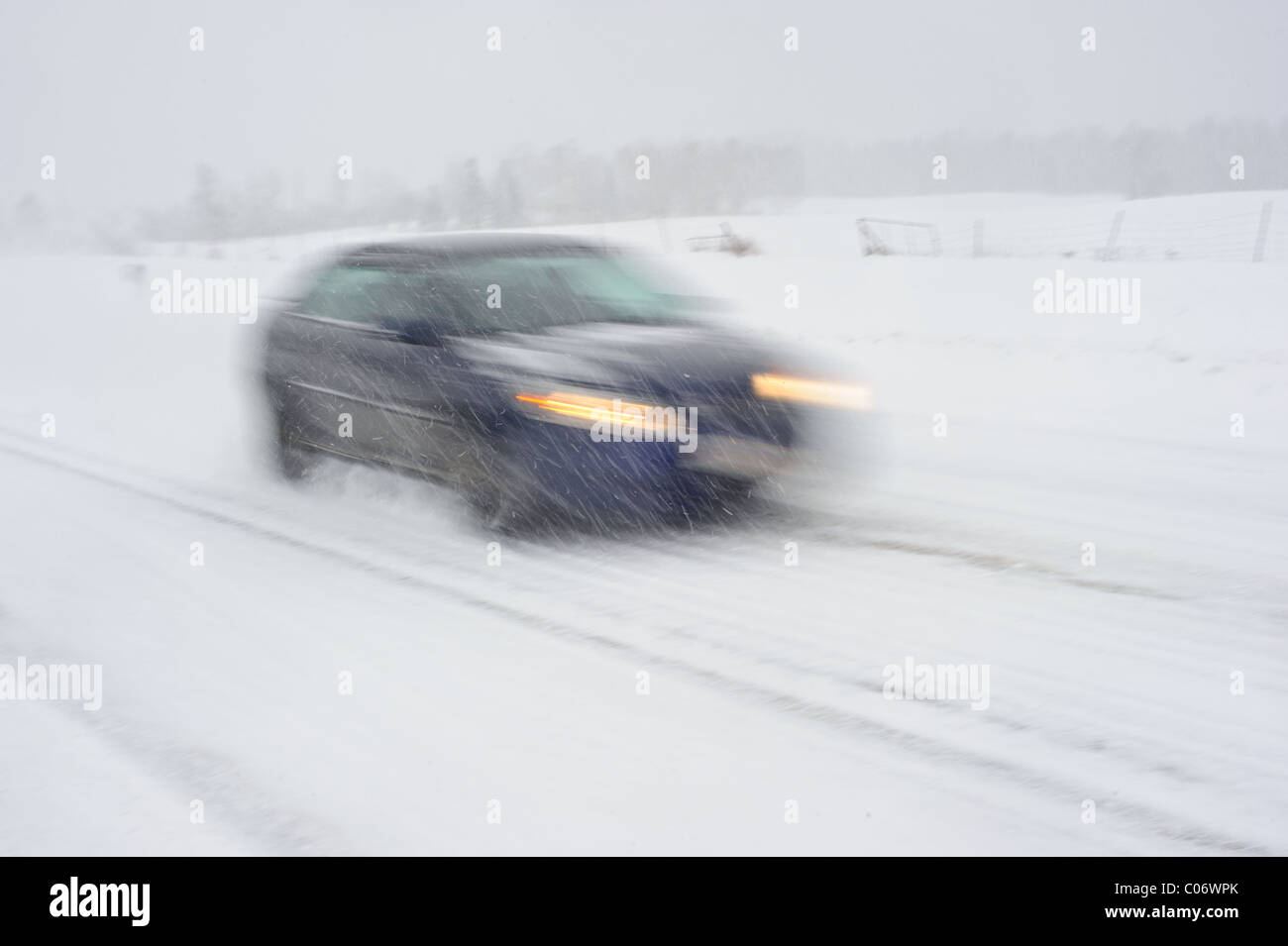 Driving in a snow storm in Eastern Canada Stock Photo - Alamy