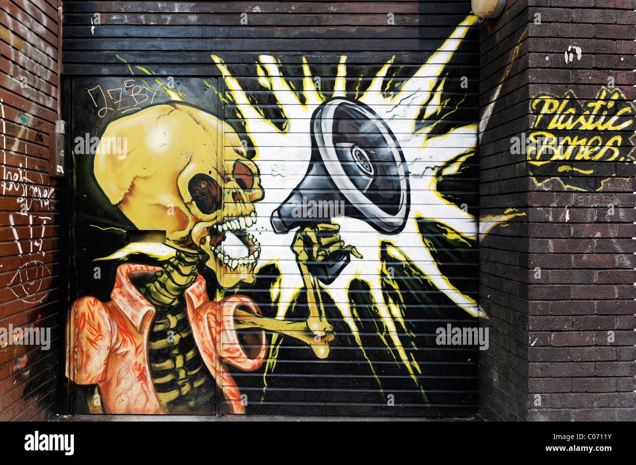 Plastic Bones Graffiti in Shoreditch Stock Photo - Alamy