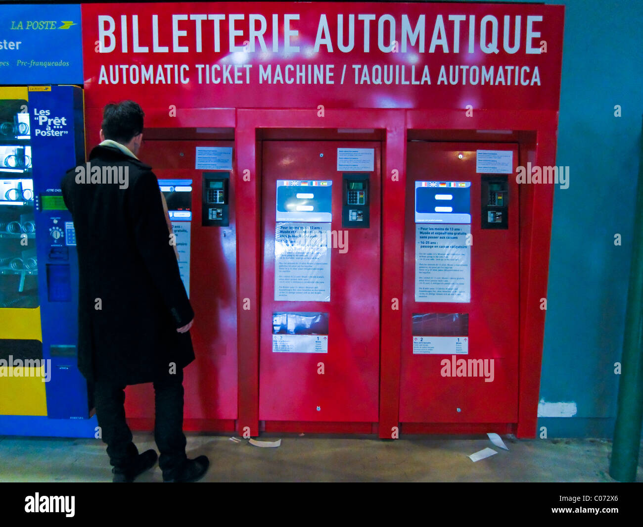Paris, France, Man Standing, Rear, French Vending Machine, Tickets for ...