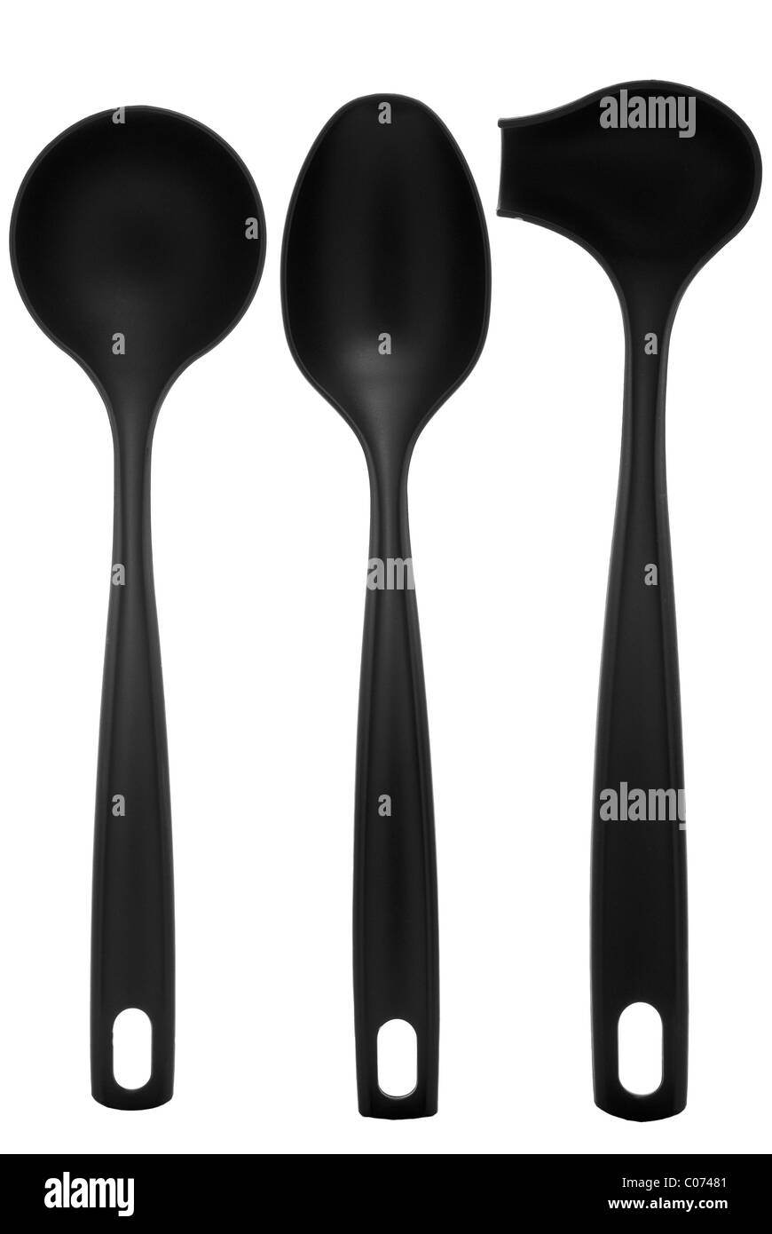 Set of three kitchen utensils isolated on white background Stock Photo ...