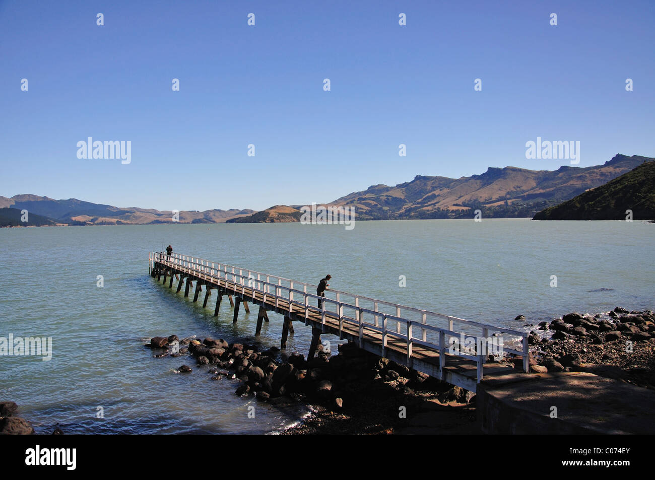 Wooden jetty, Rapaki, Lyttelton Harbour, Bank's Peninsula, Canterbury ...