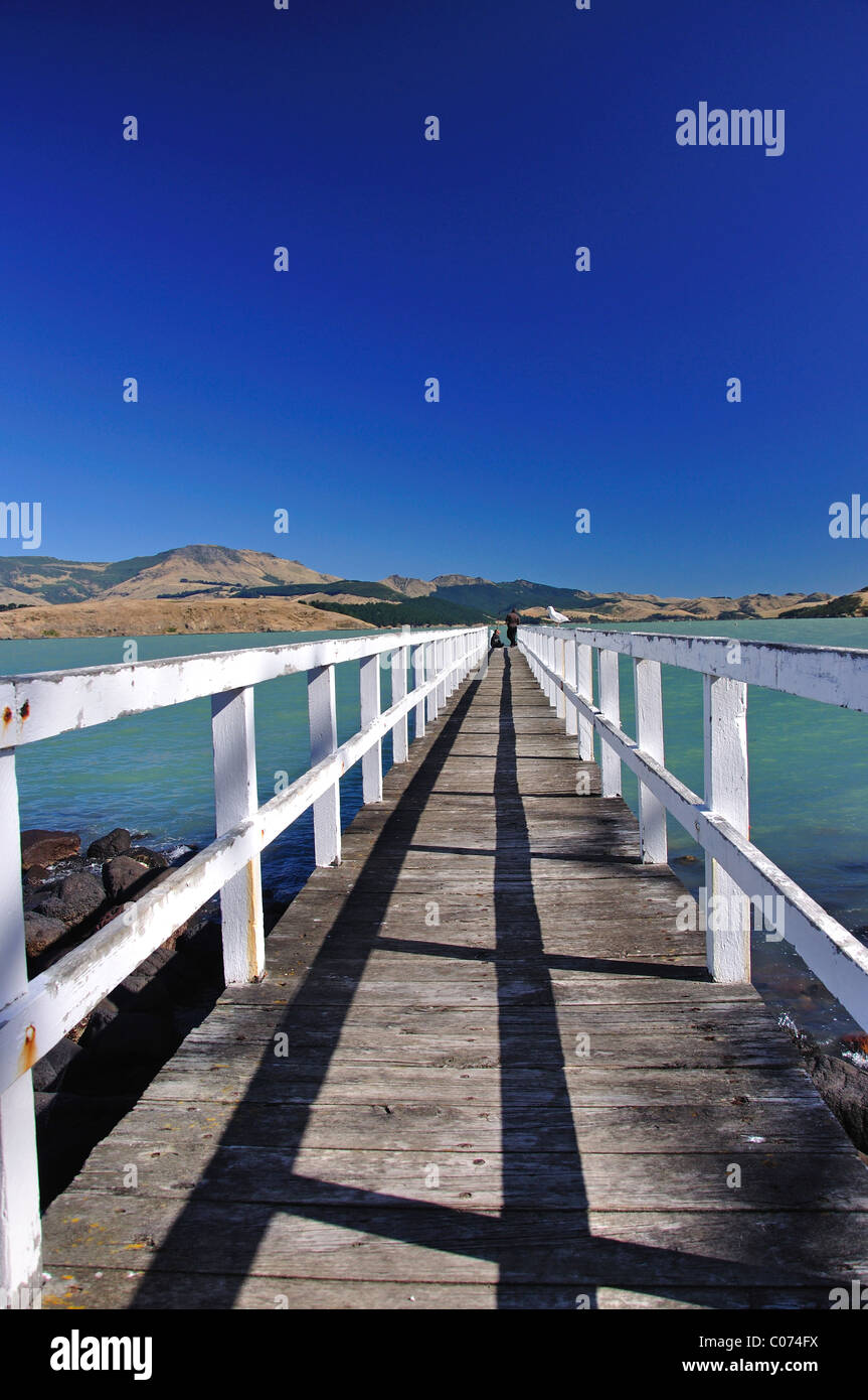 Wooden jetty, Rapaki, Lyttelton Harbour, Bank's Peninsula, Canterbury ...