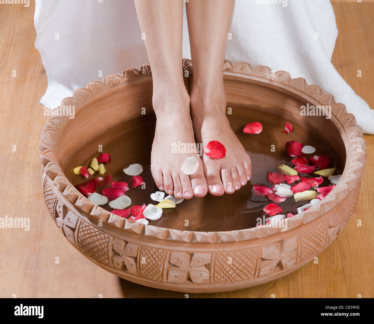 Woman getting a pedicure treatment Stock Photo - Alamy