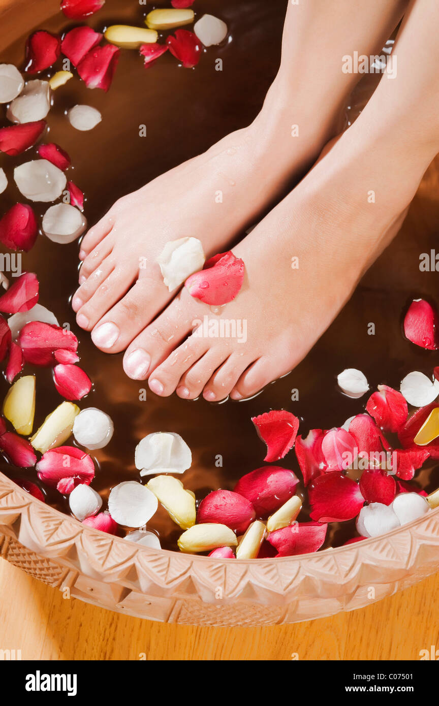 Woman getting a pedicure treatment Stock Photo - Alamy