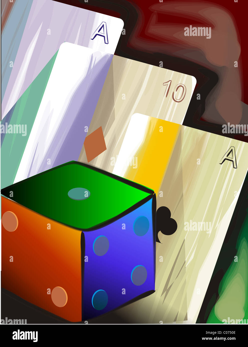 Digital painting of play card and dice. The is feeling the fun and ...