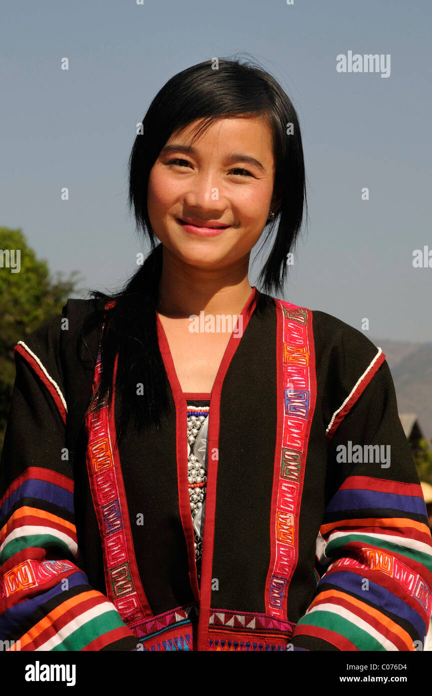 Woman of an ethnic minority in traditional costume, Myanmar, Burma ...