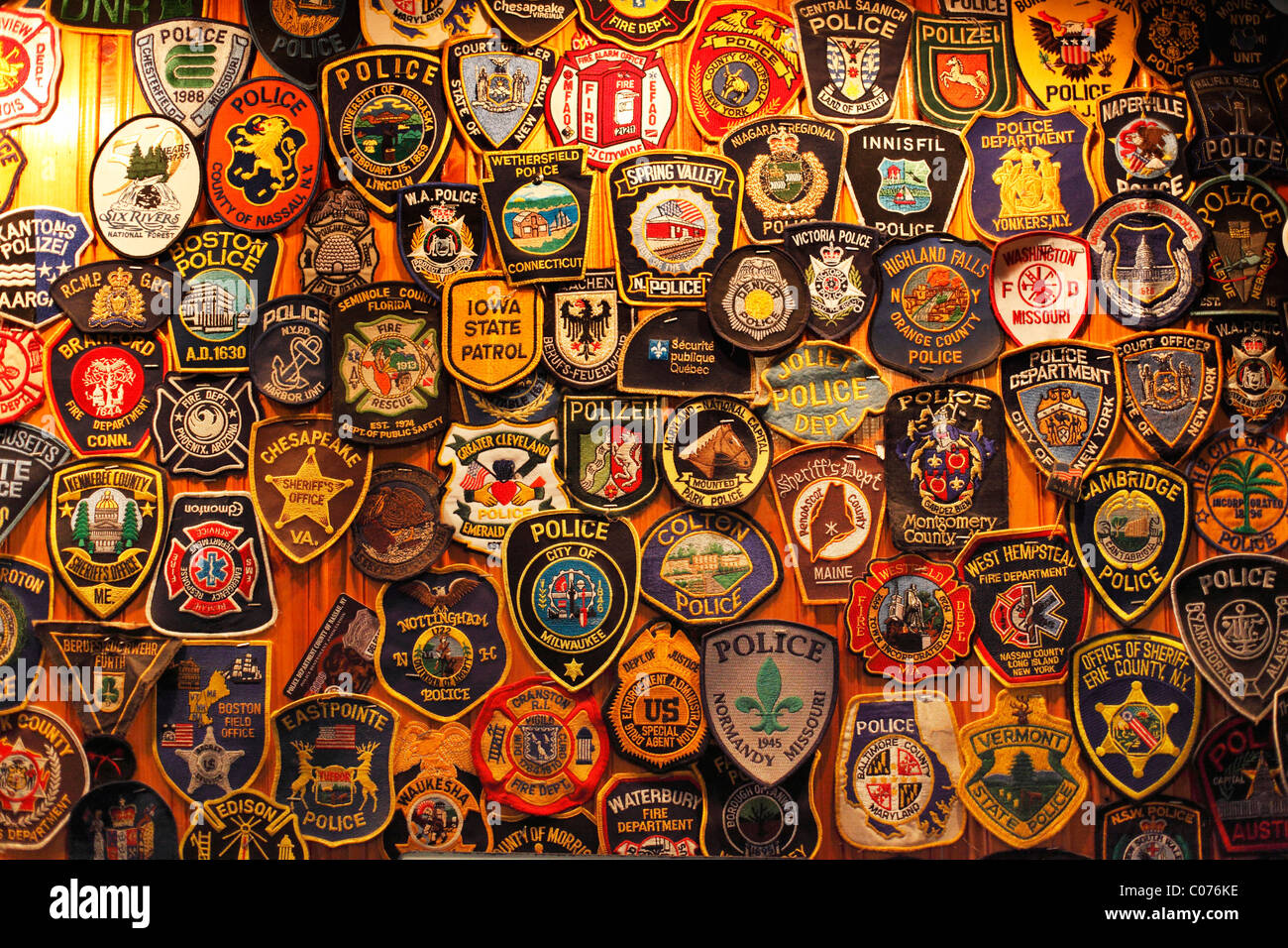 Police badges, O'Connor's Pub, Doolin, County Clare, Ireland, Europe ...